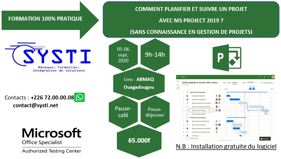 Planification et suivi d'un projet avec MS Project 2019 - Lebombolong
